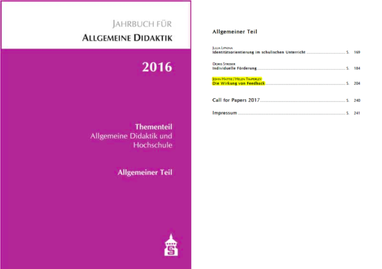 John Hattie und Helen Timperley: Die Wirkung von Feedback (auf deutsch ... John Hattie und Helen Timperley: Die Wirkung von Feedback (auf deutsch ...